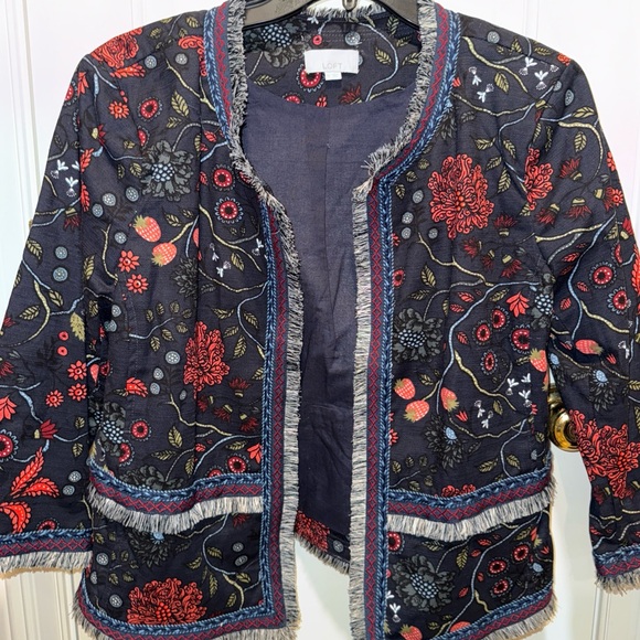 LOFT | Jackets & Coats | Loft Primavera Embroidered Floral Jacket ...